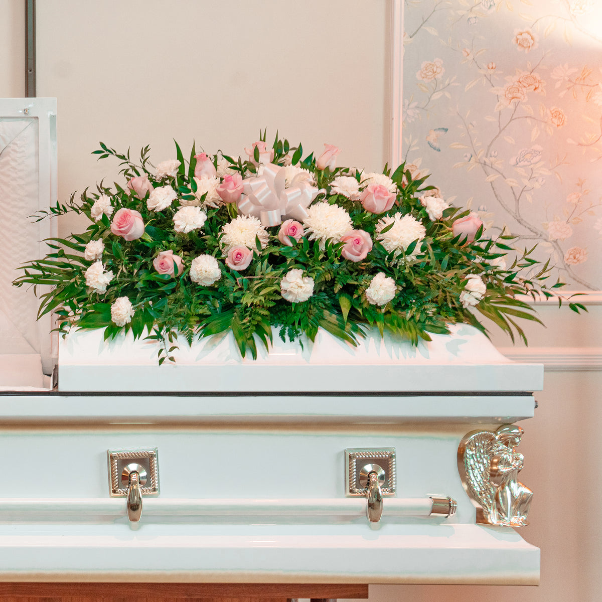 Simple Casket Cover | Elegant Funeral Flower Arrangement | Towers Flowers