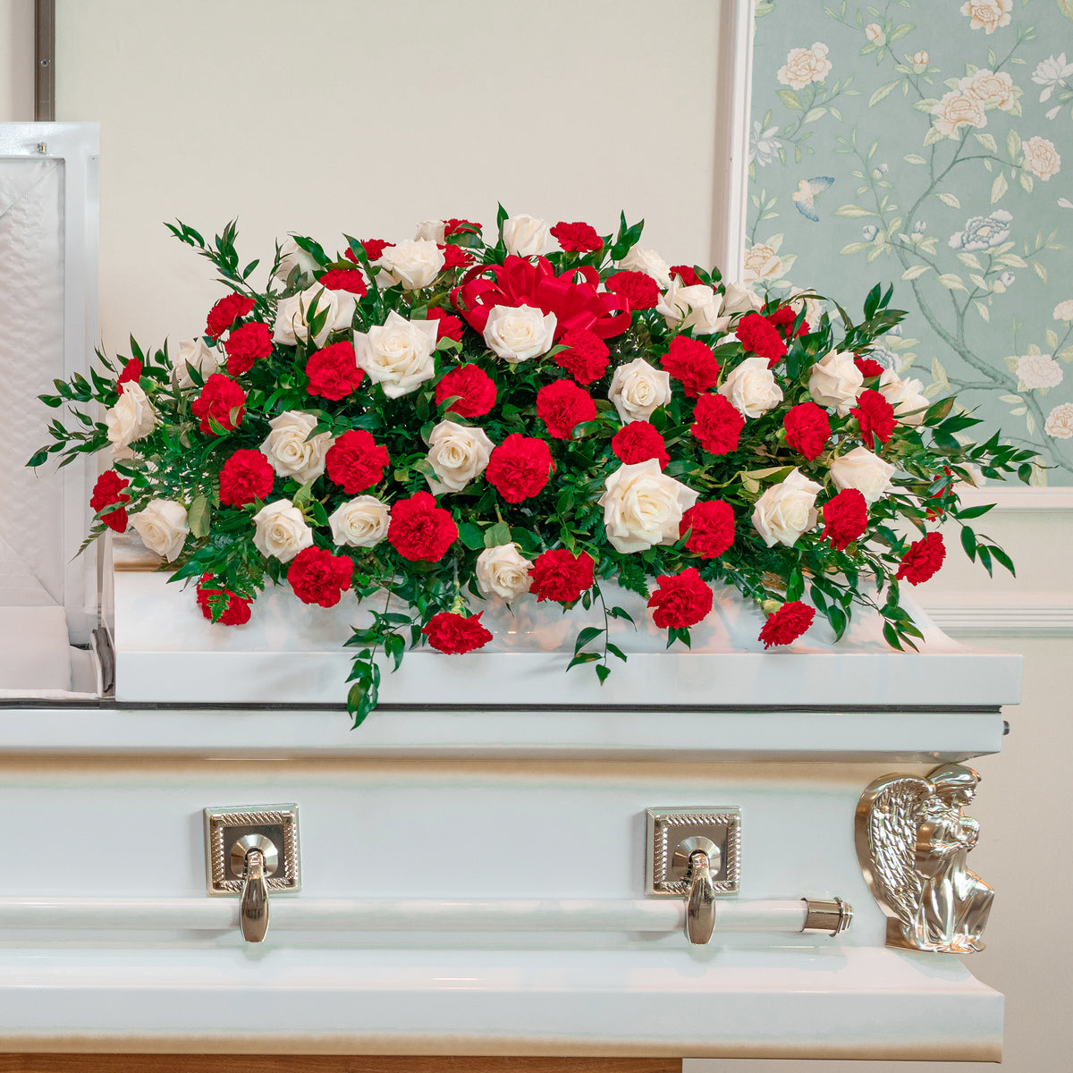 Elegant Rose & Carnation Casket Cover | Towers Flowers | Towers Flowers